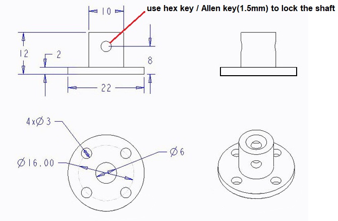 Stainless Steel Key Hub (6mm) - GI Electronic